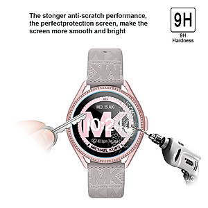 MIHENCE Compatible for Michael Kors MKGO Gen 5E 43mm Screen Protector, 9H Anti-Scratch Premium Real Tempered Glass Screen Protector for Michael Kors Women's MKGO Gen 5E 43mm Smartwatch (3PCS)