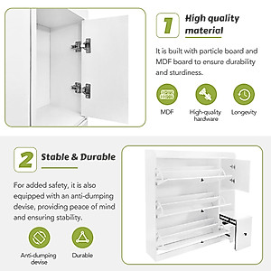 Kootlena Shoe Rack, Shoe Cabinet for Entryway, Slim Shoe Storage Cabinet Organizer, Hidden Shoe Dresser with 3 Flip Drawers Pull-Down Seat for Hallway Bedroom Free Standing (Black B)