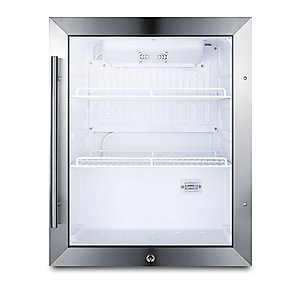 Summit Appliance SCR314L Compact Beverage Center; 2.1 cu.ft; Automatic Defrost; Interior LED Light; Adjustable Thermostat; Sealed Back Front Lock