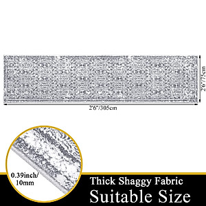 Vaukki Hallway Runner Rug, Vintage Shaggy Soft Laundry Rug Runner, Non Slip Entryway Runner Mat, Washable Farmhouse Kitchen Area Carpet for Bathroom, Entryway and Bedroom (2'6'' X 10', Grey)