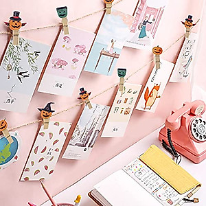 Cabilock 10Pcs Halloween Wooden Cartoon Clothespins Halloween Decorations Mini Pumpkin Head Clothespins Clips Crafts Decor for Party