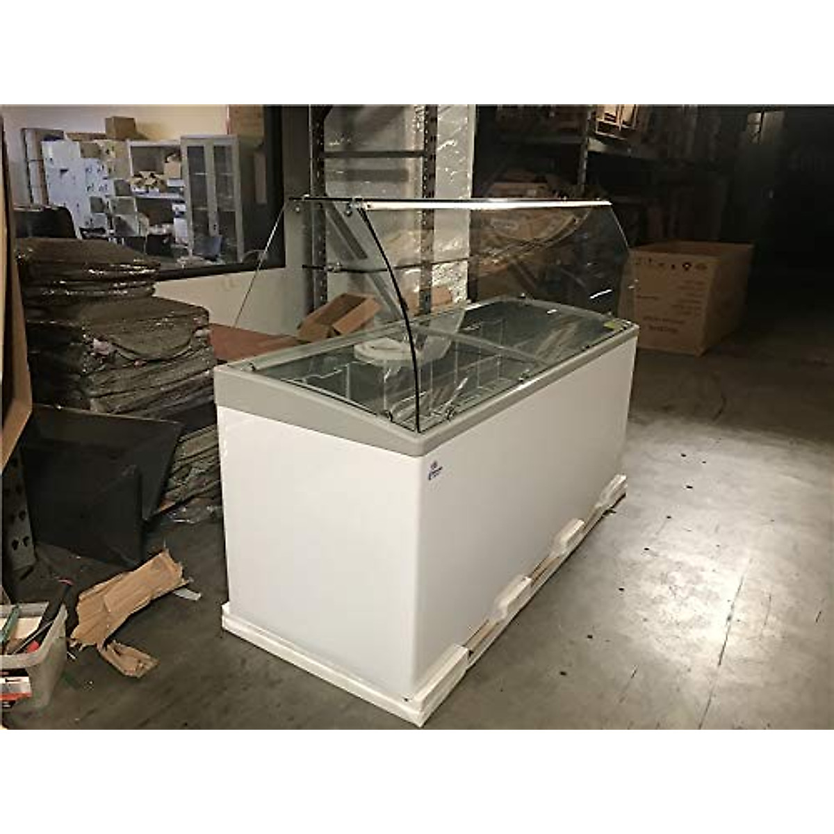 Gelato Freezer Display Case Dipping Cabinet Pan Ice cream showcase Curved Clear Glass 72"