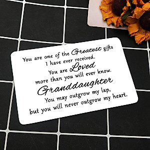 To My Granddaughter Gifts from Grandma Grandpa Gift Cards for Granddaughter Great Granddaughter Birthday Card, Laser Engraved Stainless Steel Wallet Card Love Note Insert Card Gift for Granddaughter
