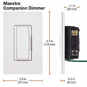 Lutron Maestro Companion Multi-Location Dimmer | Not for Standalone Use | MA-R-LA, Light Almond
