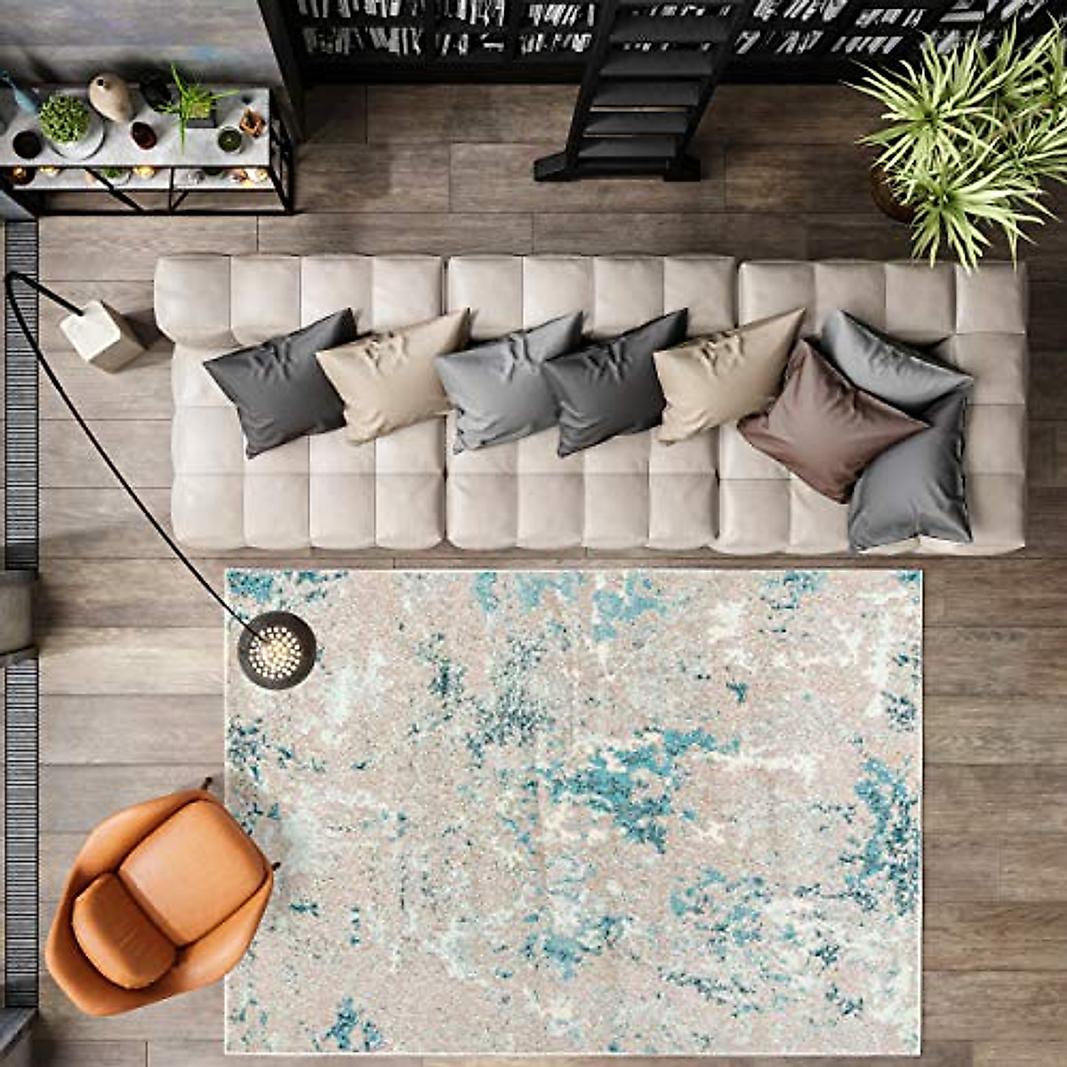 JONATHAN Y CTP103A-8 Contemporary POP Modern Abstract Vintage Faded Indoor Area-Rug Bohemian Easy-Cleaning High Traffic Bedroom Kitchen Living Room Non Shedding, 8 X 10, Gray/Blue