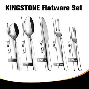 KINGSTONE 40-Piece Silverware Service for 8 - Premium Stainless Steel Flatware Set, Basic Silverware Set, Modern Utensils Set for Everyday Use, Lightweight Cutlery Set Easy to Carry