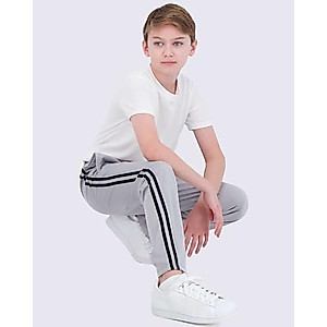 Real Essentials 3 Pack: Boys Active Tricot Sweatpants Track Pant Basketball Athletic Fashion Teen Sweat Pants Soccer Casual Girls Lounge Open Bottom Fleece Tiro Activewear Training -Set 1,S (8-10)