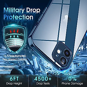 Supdeal Crystal Clear Case for iPhone 12 Mini, [Not Yellowing] [Camera Protection] [Military Grade Drop Tested] Transparent Shockproof Protective Phone Case Soft Silicone Slim Cover, 5.4 inch, Blue