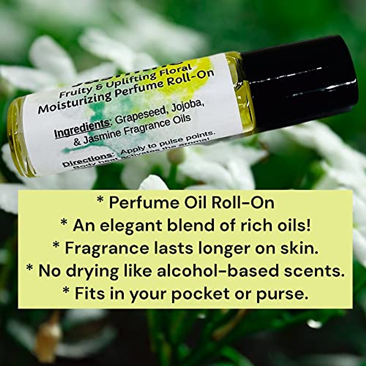 Urban ReLeaf Jasmine Perfume Oil Roll-On. Classic Floral Scent, Memorable, Fruity & Woody. Long Lasting Fragrance Oil, Moisturizing Jojoba & Alcohol-Free. Bottled in USA. Fits in purse or pocket!