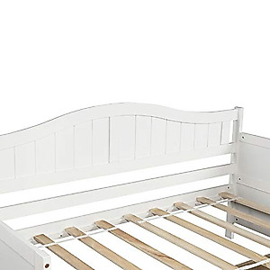 DHHU Wood Platform Bed/Twin Wooden Daybed with 2 Drawers/Wood Slat Support/White