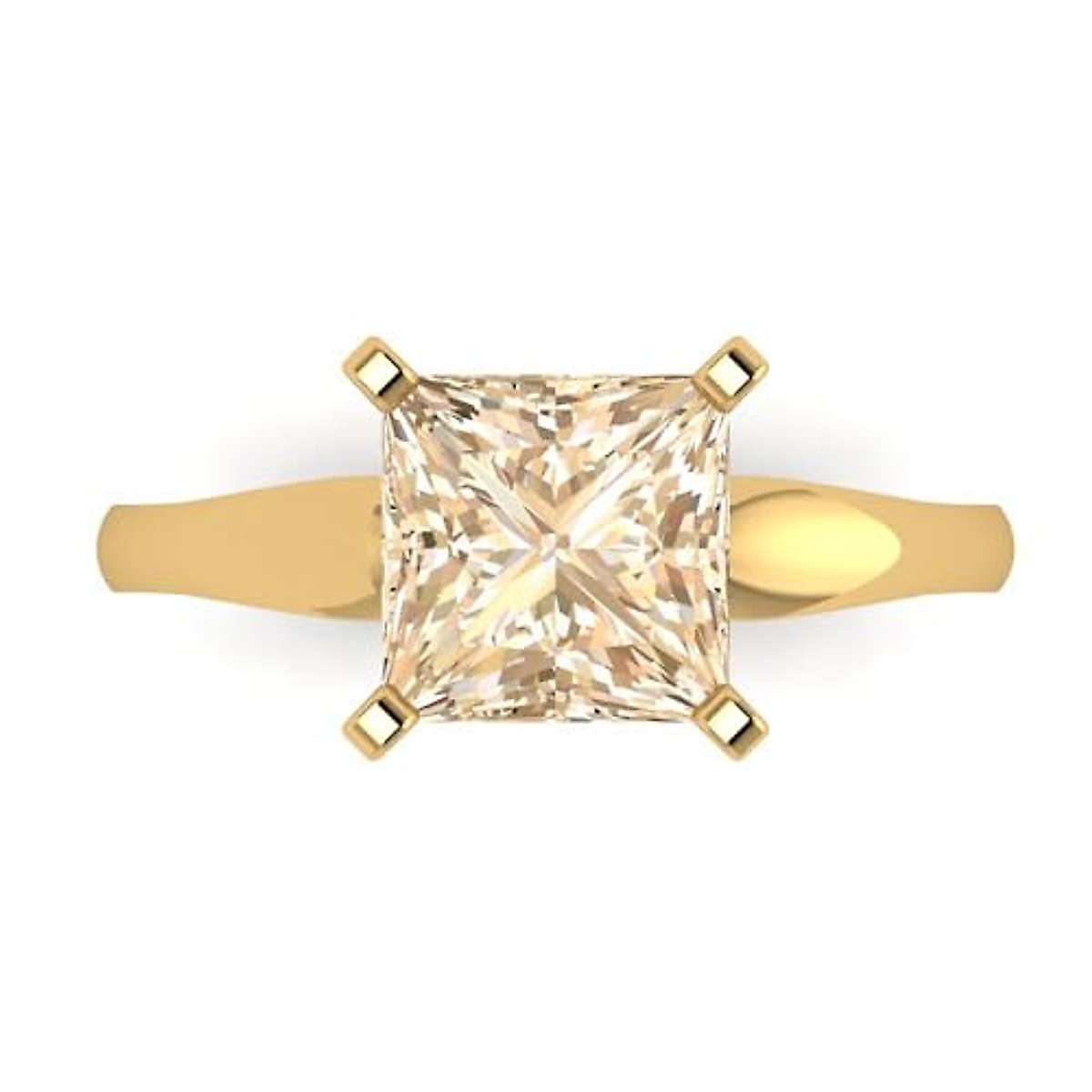 Clara Pucci 2.4ct Princess Cut Solitaire Genuine Natural Morganite Wedding Bridal Designer art deco Anniversary Ring 14k Yellow Gold