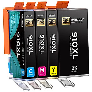910XL Ink Cartridges Compatible with HP Printers for HP 910 XL 910XL Ink Cartridge Combo Pack Use with 8025 8020 8028 8035 8023 Officejet 8022 8010 8015 Printer (B/C/M/Y - 4 Pack)