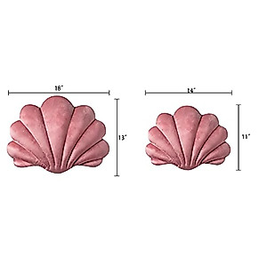 Ashler 3D Throw Pillows Shell Shaped Accent Throw Pillow , Soft Velvet Insert Included Cushion for Couch Bed Living Room, Pack of 1, Pink, 14 X 11 inches