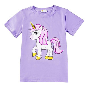 Little Girls Summer Pajamas Unicorn Short Sleeve 100% Cotton Sleepwear 2 Pieces Toddler Pjs Children Clothes Kids Jammies Sets Size 5t