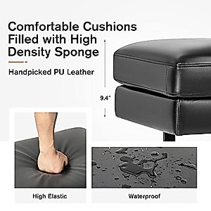 Furmax Waiting Room Chairs Faux Leather Office Guest Chair, 59.6 Inches Conference Room Chairs 3 Seats Upholstered Reception Bench, Lobby Furniture for Salon and Shop, Black