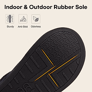 Longbay Women's Warm Chenille Knit Bootie Slippers Memory Foam Comfy Suede Fluffy Faux Fur Memory Foam Boots House Shoes (Large / 9-10, Black)