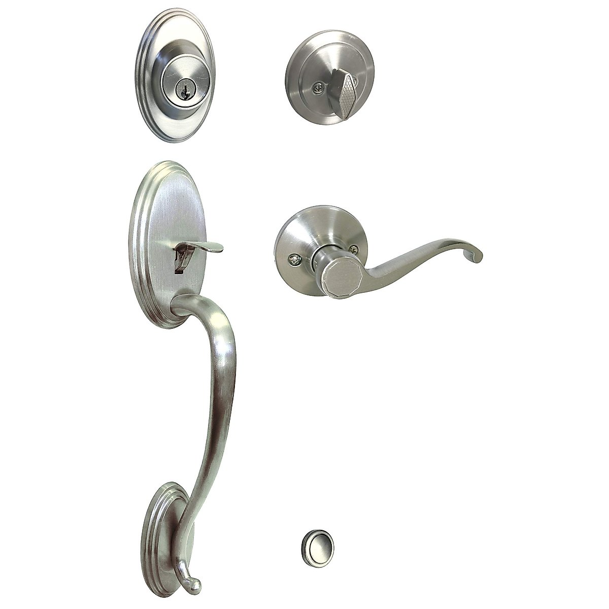 eBuilderDirect Satin Nickel Lock Door Lever Handle Entry/Privacy/Passage/Dummy/Deadbolt/Handleset 835DC (Front Door Handle Set Keyed Alike)