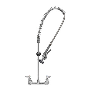 T&S Brass B-0133-B Easy Install Wall Mount Pre-Rinse Faucet for Commercial Kitchens. Includes Wall Bracket and Sprayer Meets New DOE Requirements with a 1.15 GPM Flow Rate,Silver