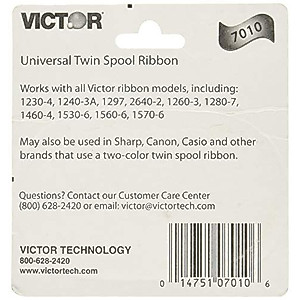 Reg Victor 7010 Universal Twin Spool Ribbon for Compatible Sharp, Canon, Casio, and Other Calculators (1230-4, 1240-3A, 1297, 2640-2, 1260-3, 1280-7, 1460-4, 1530-6, 1560-6, 1570-6), Black/Red, Pack of 2