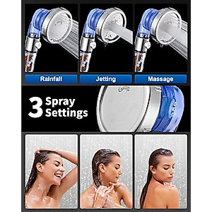 Luxsego Filtered Shower Head for Hard Water with Stop, High Pressure 4-Mode Shower Heads Built-in Power Spray to Clean Corner, Tub & Pets, Water Softener Handheld Shower to Remove Chlorine & Fluoride