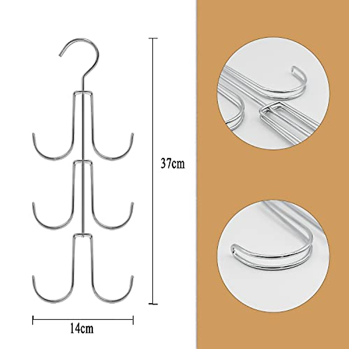 BONYCUST Purse Organizer for Closet, 2 Pack Purse Hanger with 6 Hooks Metal Handbag Storage Hook for Handbag, Purses, Hat, Scarf (Silver)