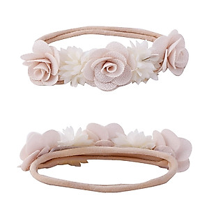 OOSAKU Baby Girl Flower Headbands Set Elastic Floral Headbands 6pcs Soft Nylon Hair Band for Newborn Toddler Hair Accessories