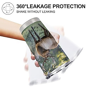 FHENMSA Reusable Plastic Water Cups with Lids,Fall Moose Deer Print Anti-overflow Cup,sports Travel Coffee Cup