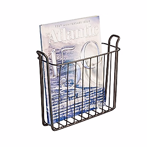 iDesign Classico Steel Wire Wall Mount Newspaper and Magazine Holder Rack for Bathroom Organization, Bronze