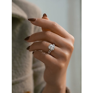 2 1/8 ctw Radiant Forever One Moissanite Halo Diamond Bridal Set - white-gold / 8.0 / Forever One D-E-F