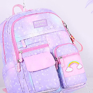 Youngsing Girls Backpack,Backpacks for Girls,Kids Backpack with Compartments Elementary School Bag For Girls School Backpack(Purple)