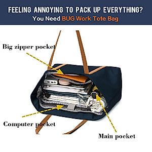 BUG Lightweight Women Laptop Tote Bag for Work, Casual Handbag for Travel Beach College Teacher