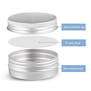Round Silver Aluminum Metal Tin Storage Jar Containers with Secure Screw Top Lids for Cosmetic, Lip Balm,Salves, Candles,Skin Care and tea, 24pcs