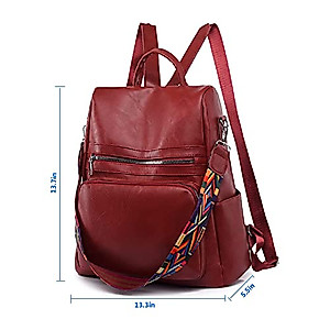 Leather Backpack Purse for Women Convertible Medium Design Travel Bag Ladies Casual College Fashion Tote Shoulder Bag(red)
