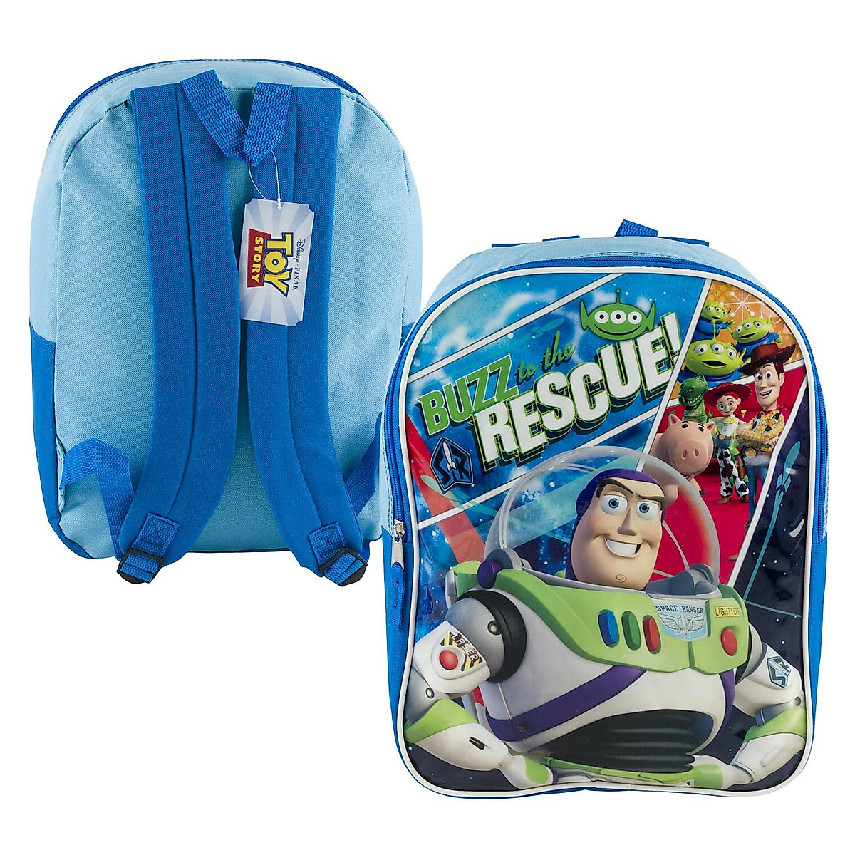 Fast Forward Toy Story Backpack with Lunch Box - Bundle with Lightyear Backpack for Boys, Toy Story Lunch Bag, Water Pouch, Stickers, More | Buzz Lightyear Backpack