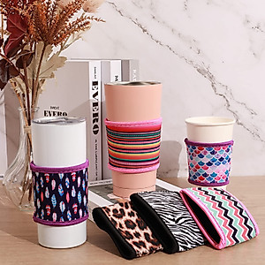 6 Pieces Hot Cup Sleeves Reusable Neoprene Cup Insulator Sleeve Washable Insulated Coffee Sleeve Heat Resistant Insulated Coffee Sleeve Cup Holders for Coffee Tea Hot Cold Beverage