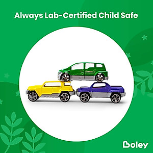 Boley Die Cast Car Truck Carrier - 14 Piece Toy Trucks, Cars, and Traffic Signs Playset for Kids and Toddler Boys and Girls Ages 3 and Up