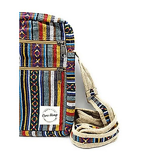 Core Hemp Multi Pocket Crossbody Bag Purse Made From Pure Hemp (Natural)
