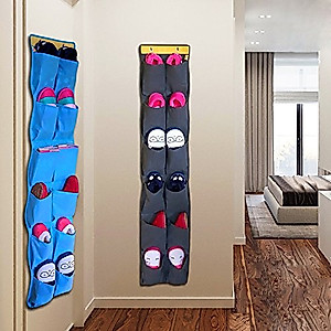 TINTON LIFE 12 Large Pockets Over the Narrow Door Shoe Organizer Heavy Duty Hanging Closet Organizer (Black)