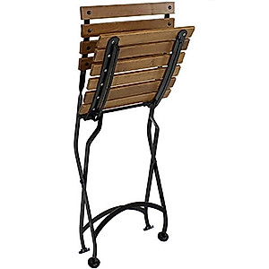 Sunnydaze European Chestnut Wooden Folding Small Bistro Dining Side Chair - Portable, Compact Side Chair - for Indoor or Outdoor Use - Patio, Deck, Balcony, Camping and Spare Seating - Set of 2