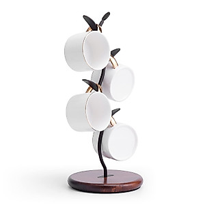 YIWANFW Mug Holder,Coffee Mug Holder Countertop Mug Tree Holder Attractive Design 16-inch Wooden Base Mug Holder Stands for Counter