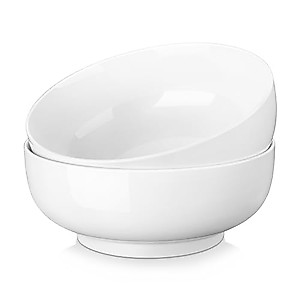 MALACASA Serving Bowls, 114 OZ(10") Extra Large Salad Bowls Set of 2, Porcelain White Serving Bowls for Salad, Soup, Pasta and Dinner, Large Ceramic Bowl Set for Entertaining, Series REGULAR