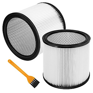 2Pack Replacement Cartridge Filters for Shop Vac 90304 90350 90333 Filter by Techecook - 90350 90304 Shop Vac Filter fits Most Wet/Dry Vacuum 5 Gallon and Above, Reusable and Washable Cartridge Filter