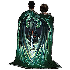 Pure Country Weavers Skull Blade Blanket by Ruth Thompson - Gift Dragon Fantasy Tapestry Throw Woven from Cotton - Made in The USA (72x54)