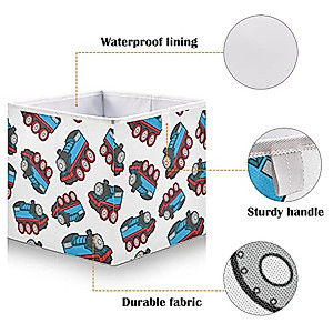 Cute Train Vector Storage Basket Storage Bin Rectangular Collapsible Toy Boxs Large Toy Box Organizer for Kids Room Bedroom