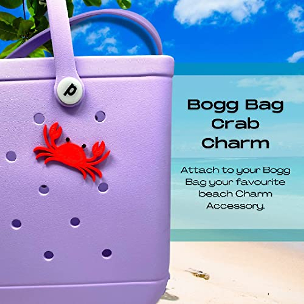 BOGLETS - Crab Charm Compatible with Bogg Bags, Simply Southern Totes, and Other Similar Beach Bags (Crab)…