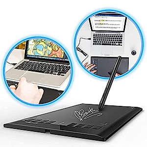 XPPen Star03 V2 Drawing Tablet Graphics Drawing Pen Tablet with 8192 Levels Pen Pressure Battery-Free Stylus Passive Pen Signature Board with 8 Hot Keys (Black)