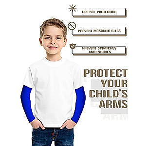 Geyoga 10 Pairs Kids Arm Sleeves Baseball Arm Sleeves Youth UV Protection Anti-slip Ice Silk Covers(White, Purple, Blue, Black, Camouflage,2-４ Years)