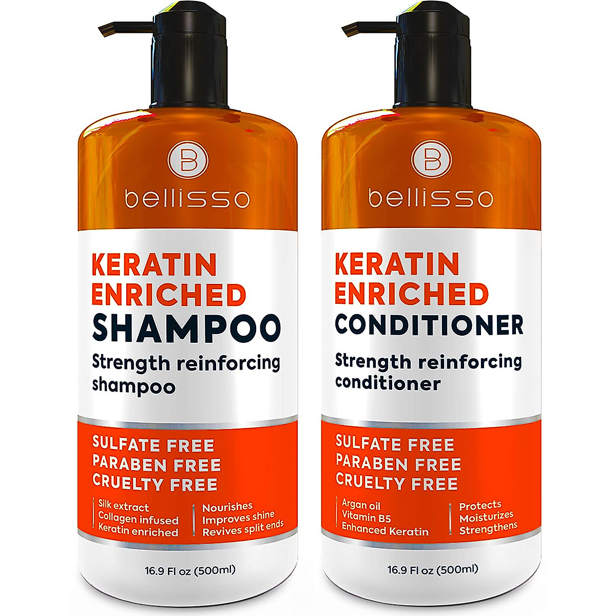 BELLISSO Keratin Shampoo and Conditioner Set and Keratin Hair Mask
