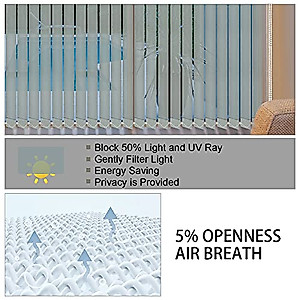 LETAU Cordless Sheer Vertical Window Blinds, Light Fitering, Reduce Sun Glare, UV Protection, White Window Shades for Slidding Door, French window, Room Divider, Glass Wall,OverSized Windows¡­