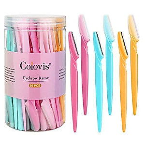 66PCS Eyebrow Razor and Face Razor for Women and Men, Eyebrow Hair Trimmer and Shaver with Protective Cover,Safe and Newbie Friendly